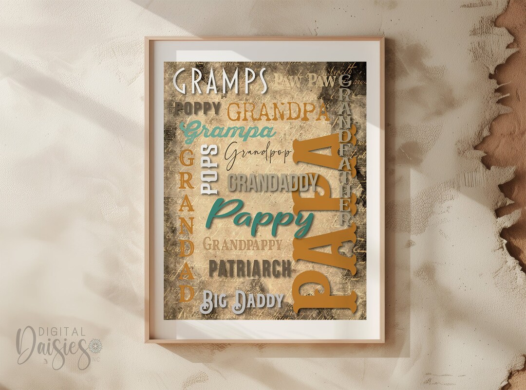 Grandfather Names Gift Printable Wall Art, Instant Download, DIGITAL ...