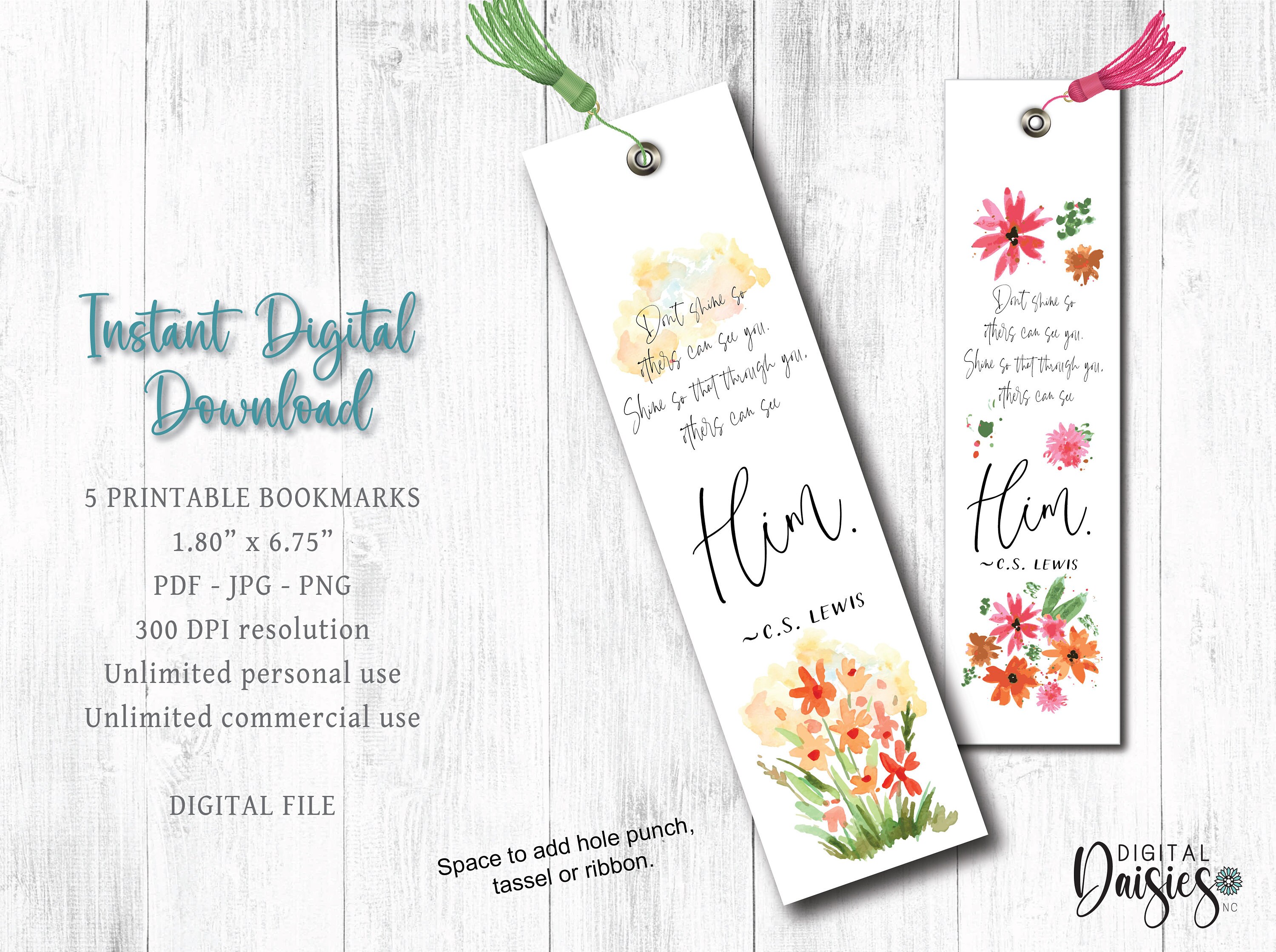 CS Lewis Bookmark Set, Printable Bookmark Set, Printable Bookmark ...