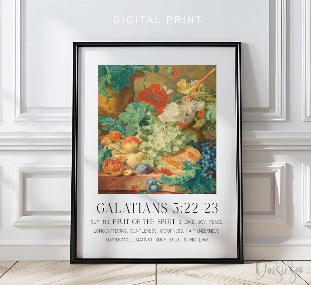Fruits of the Spirit Bible Verse Wall Art, Galatians 5:22 Fruit Still ...