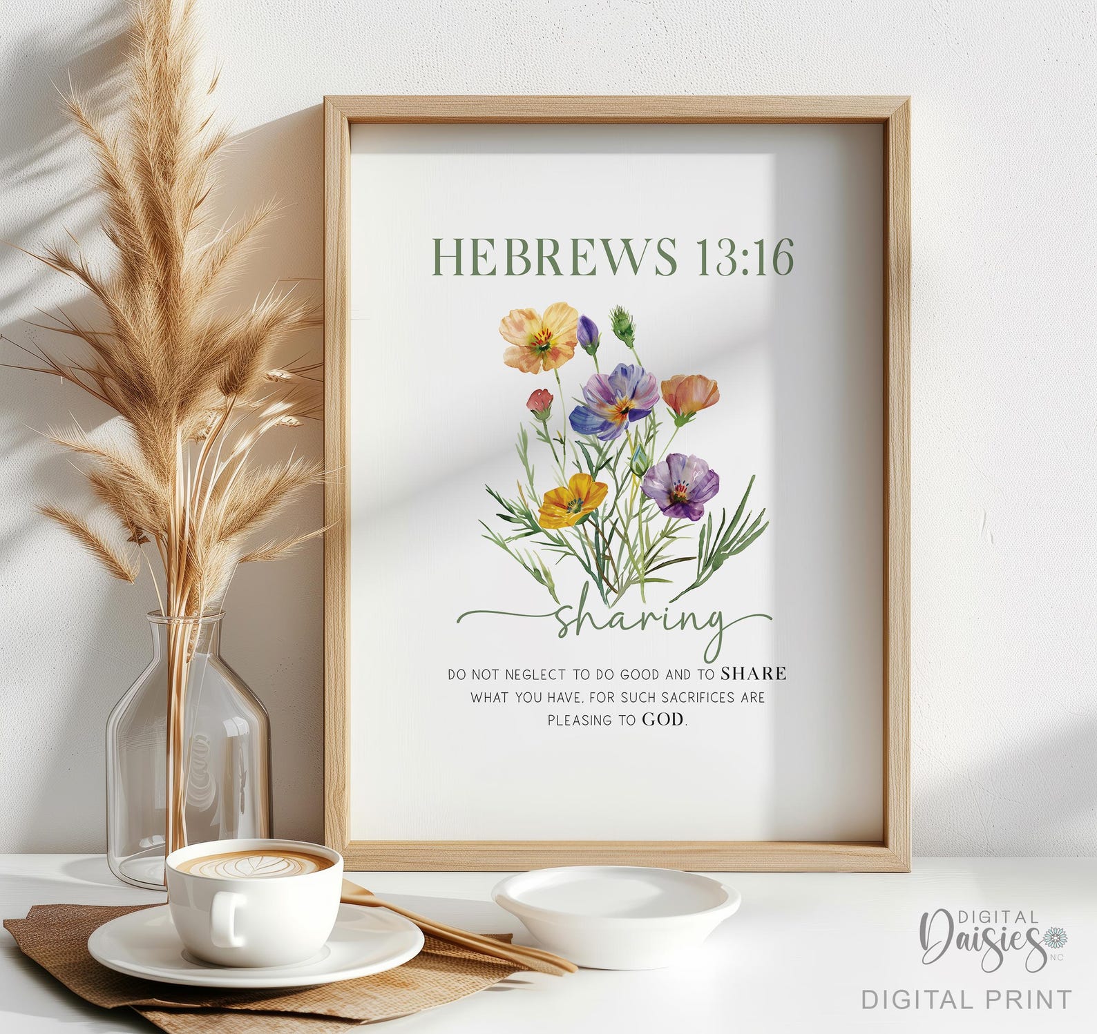 Hebrews 13:16 Wildflower Bible Verse Wall Art, SHARING Scripture ...