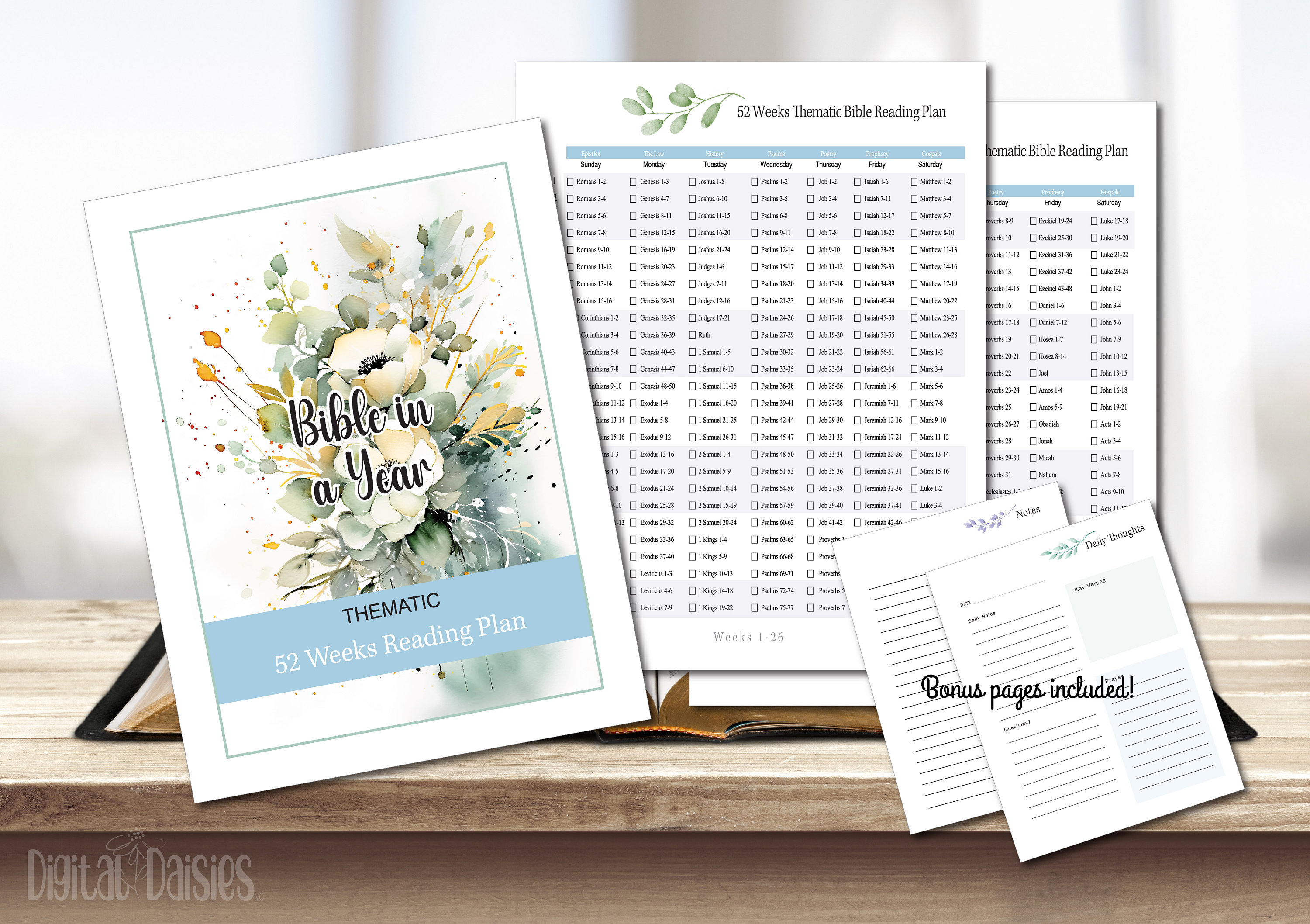 Thematic Bible Reading Plan, Yearly Bible Reading, Instant Download ...