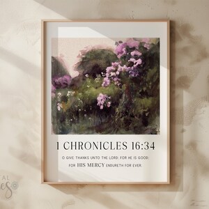 1 Chronicles 16:34 Bible Verse Wall Art, Printable Scripture, Vintage ...