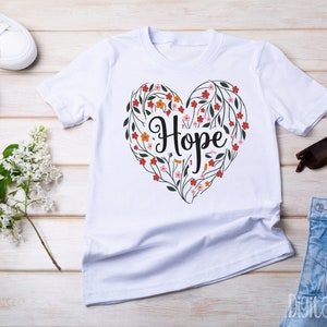 Hope Typography Floral Heart Digital Png, Instant Download DIGITAL ...