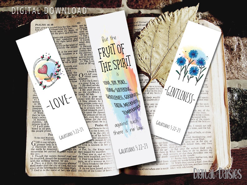 Fruit of the Spirit Bookmark Set, Galatians 8:22-23, Set of 10 Bookmark ...