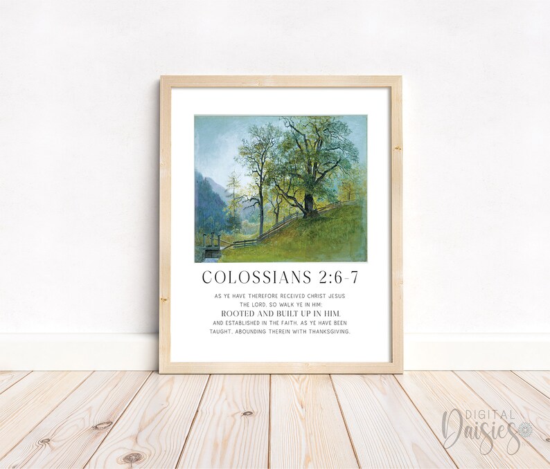 Colossians 2:6-7 Bible Verse Wall Art, Vintage Gallery Tree Scripture ...
