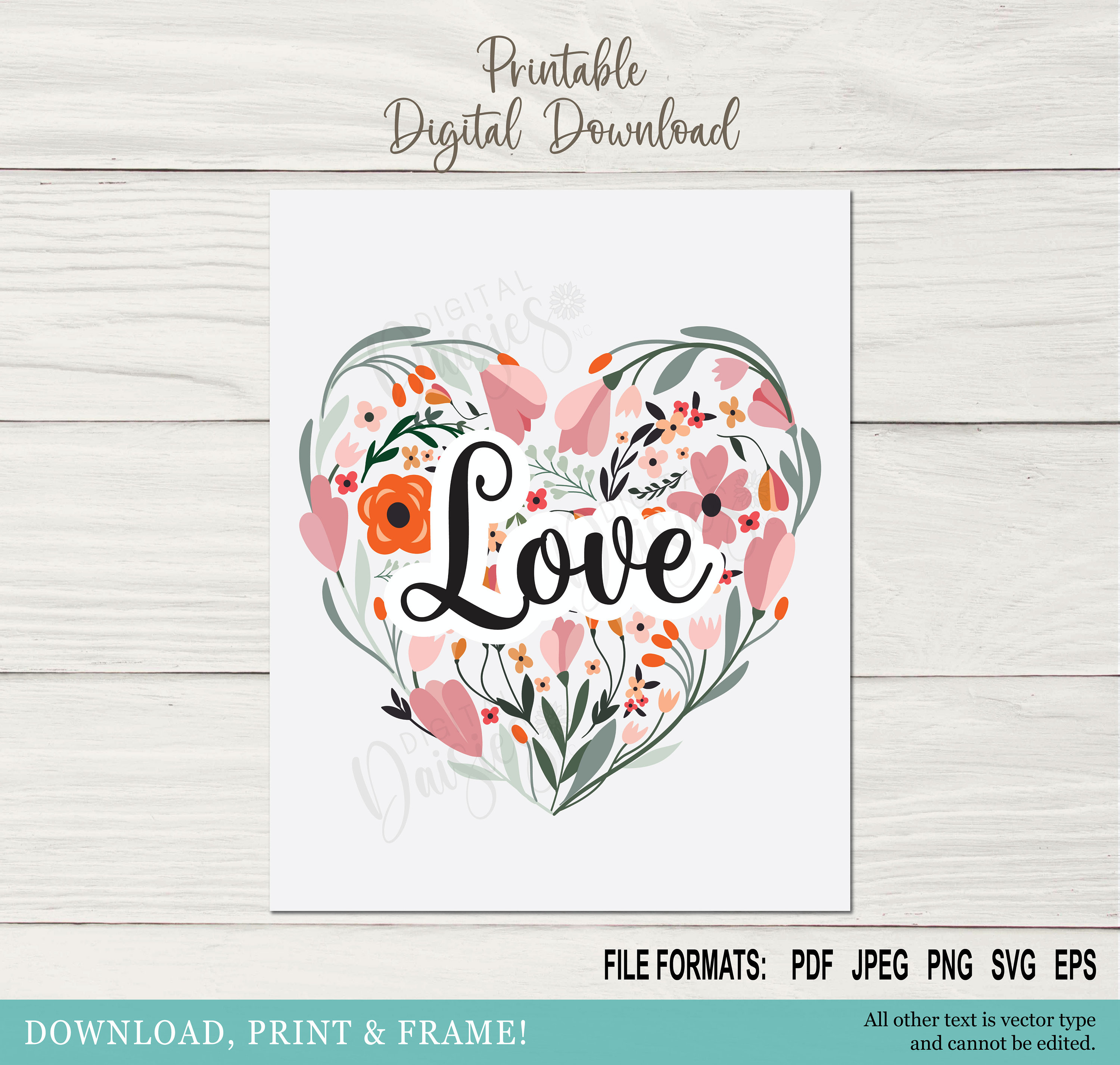 Love Heart Digital Printable Png, Instant Download DIGITAL Printable ...