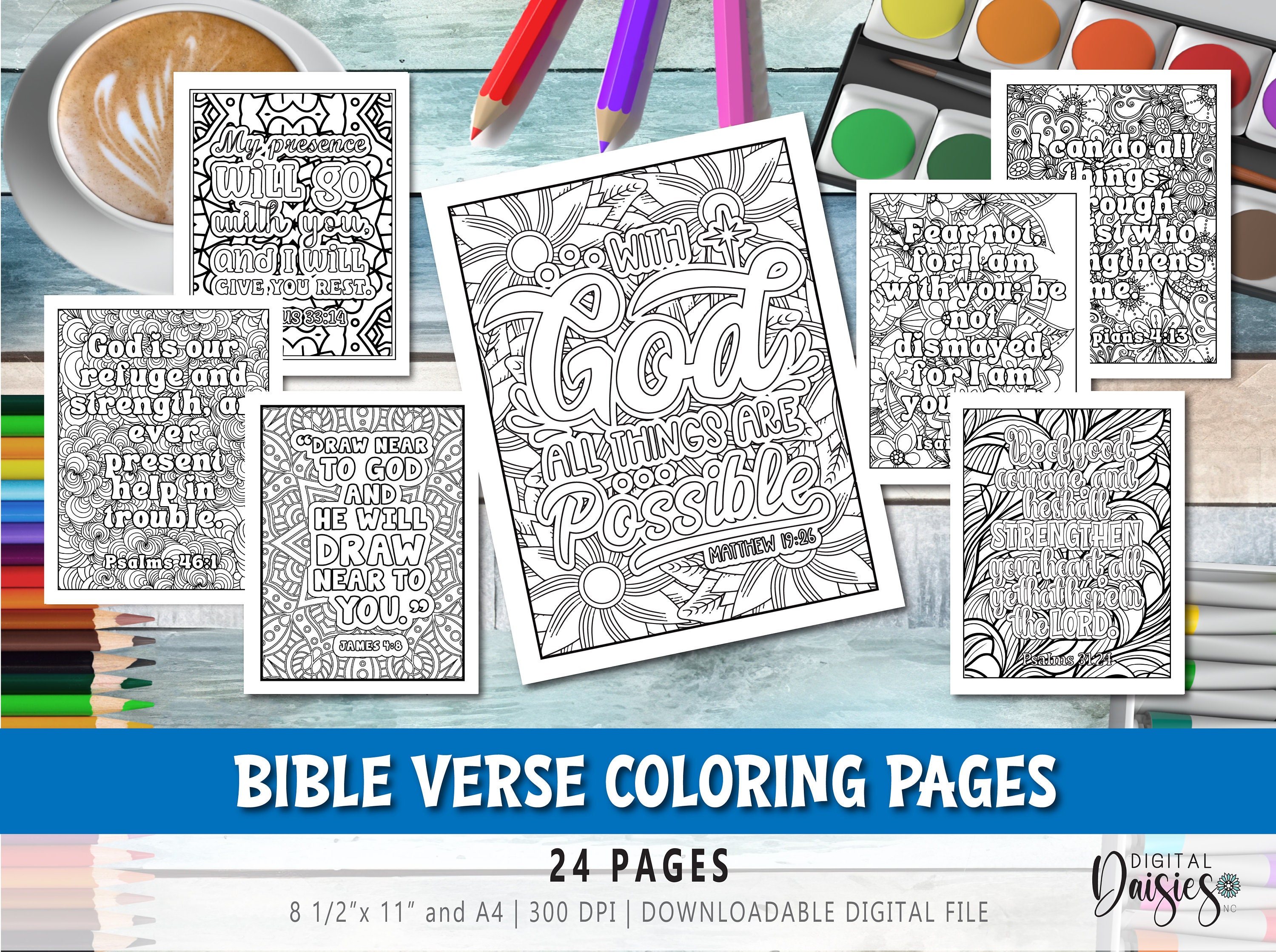 Bible Verse Scripture Coloring Book, Faith Adult Coloring, Bible Verse ...