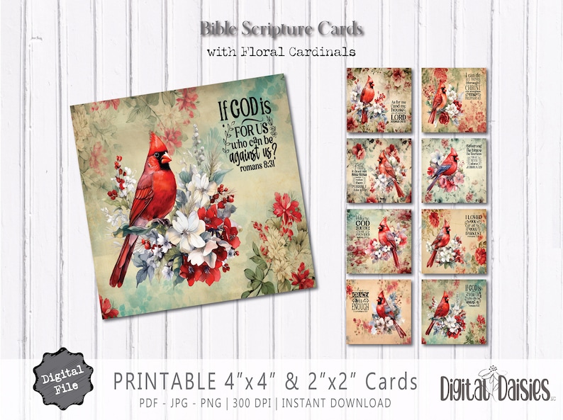Scripture Verse Cards 4x4 2x2, INSTANT Digital Download PNG, Religious ...
