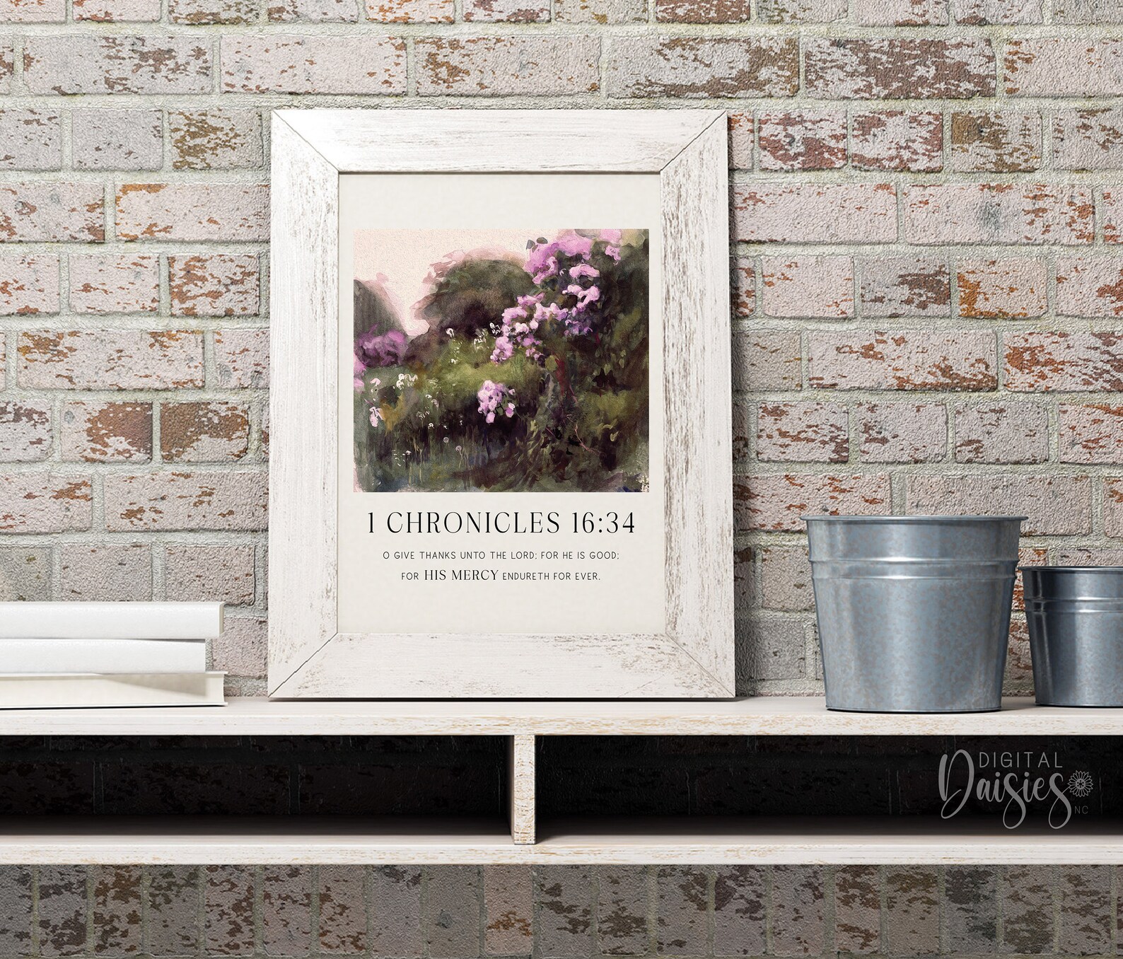 1 Chronicles 16:34 Bible Verse Wall Art, Printable Scripture, Vintage ...