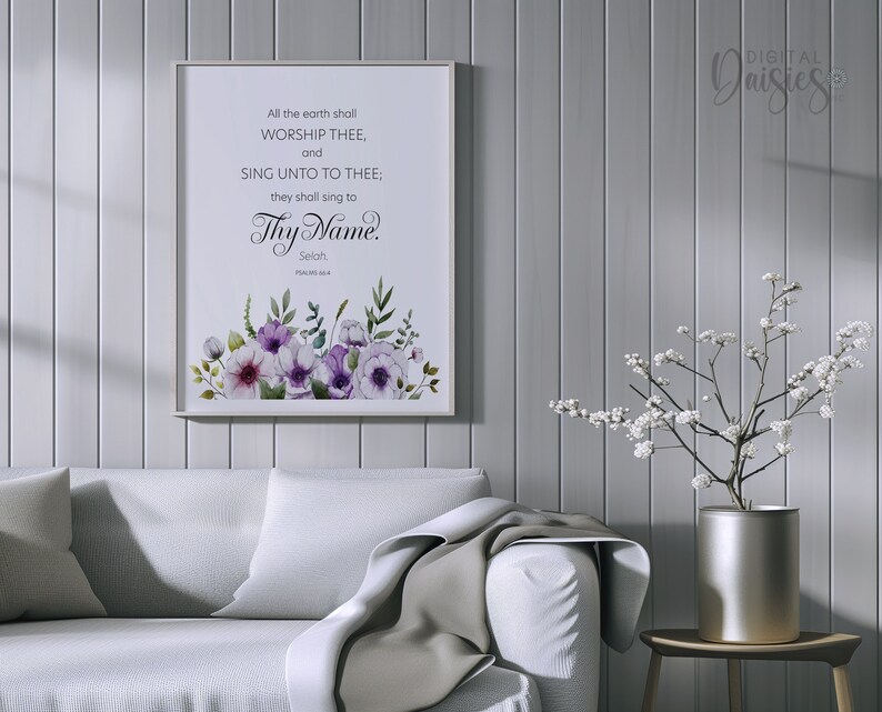 Psalms 66:4 Bible Verse Printable Wall Art, Instant Download, DIGITAL ...