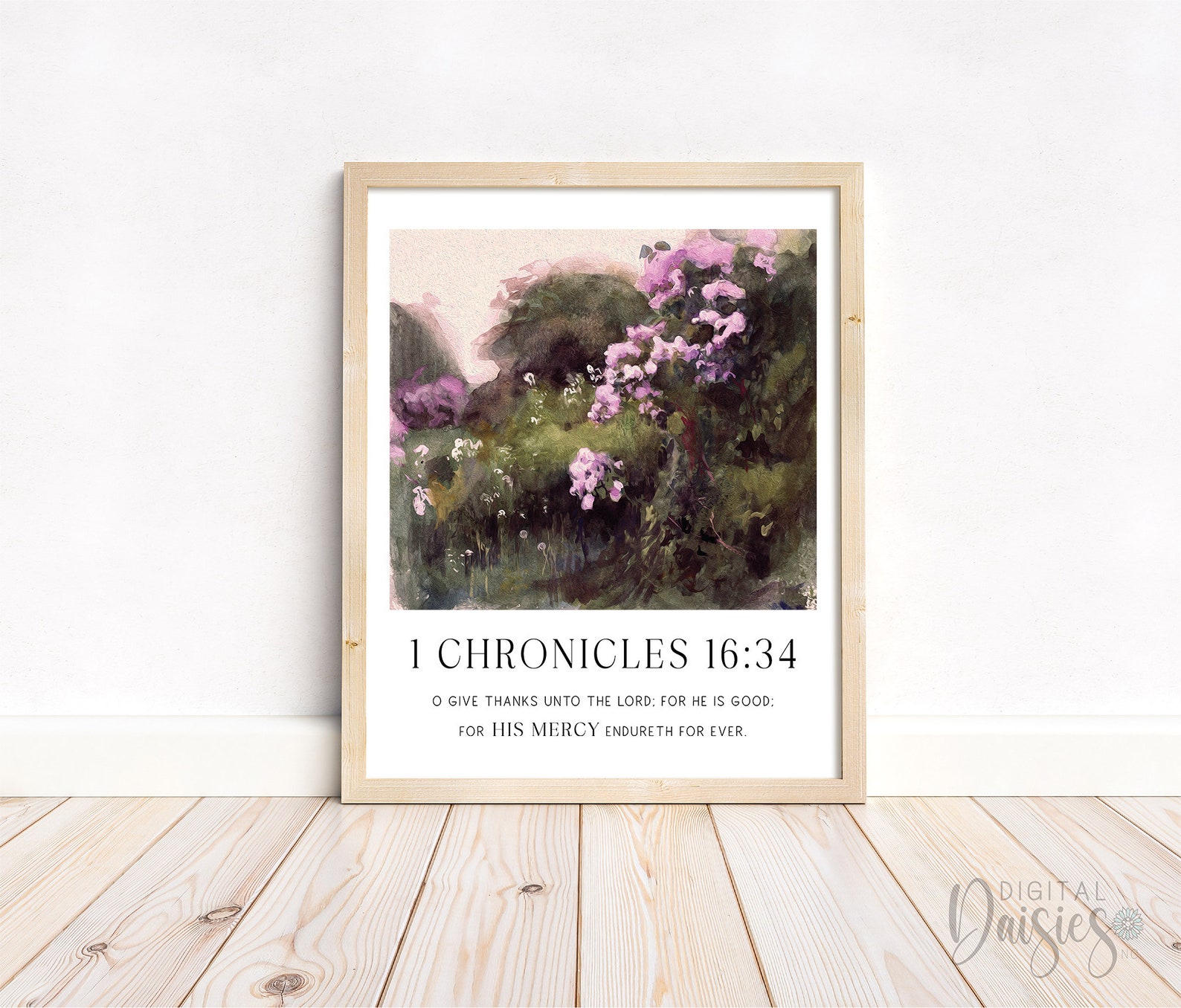 1 Chronicles 16:34 Bible Verse Wall Art, Printable Scripture, Vintage ...
