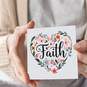 Faith Word Floral Heart Printable Wall Art, Faith Sublimation Svg ...