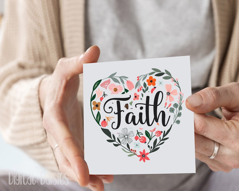 Faith Word Floral Heart Printable Wall Art, Faith Sublimation Svg ...