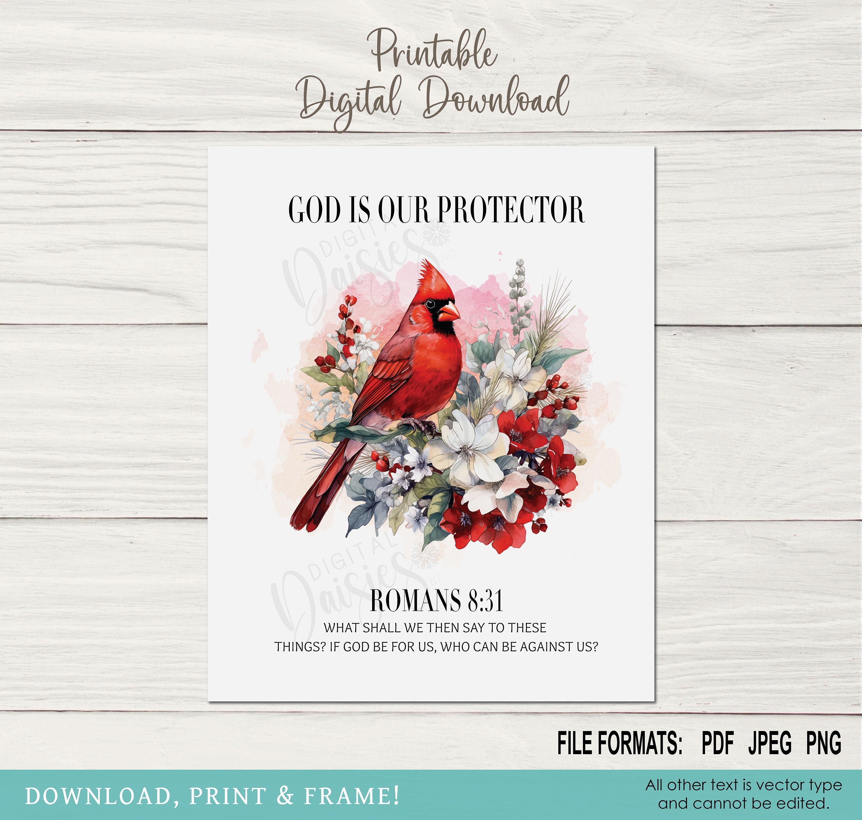 Cardinal Bible Verse Wall Art, Instant Download, DIGITAL Print Wall ...
