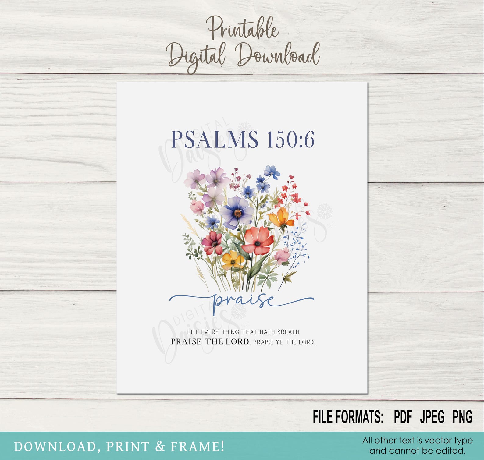 Psalms 150:6 Wildflower Bible Verse Wall Art, PRAISE Scripture Digital ...