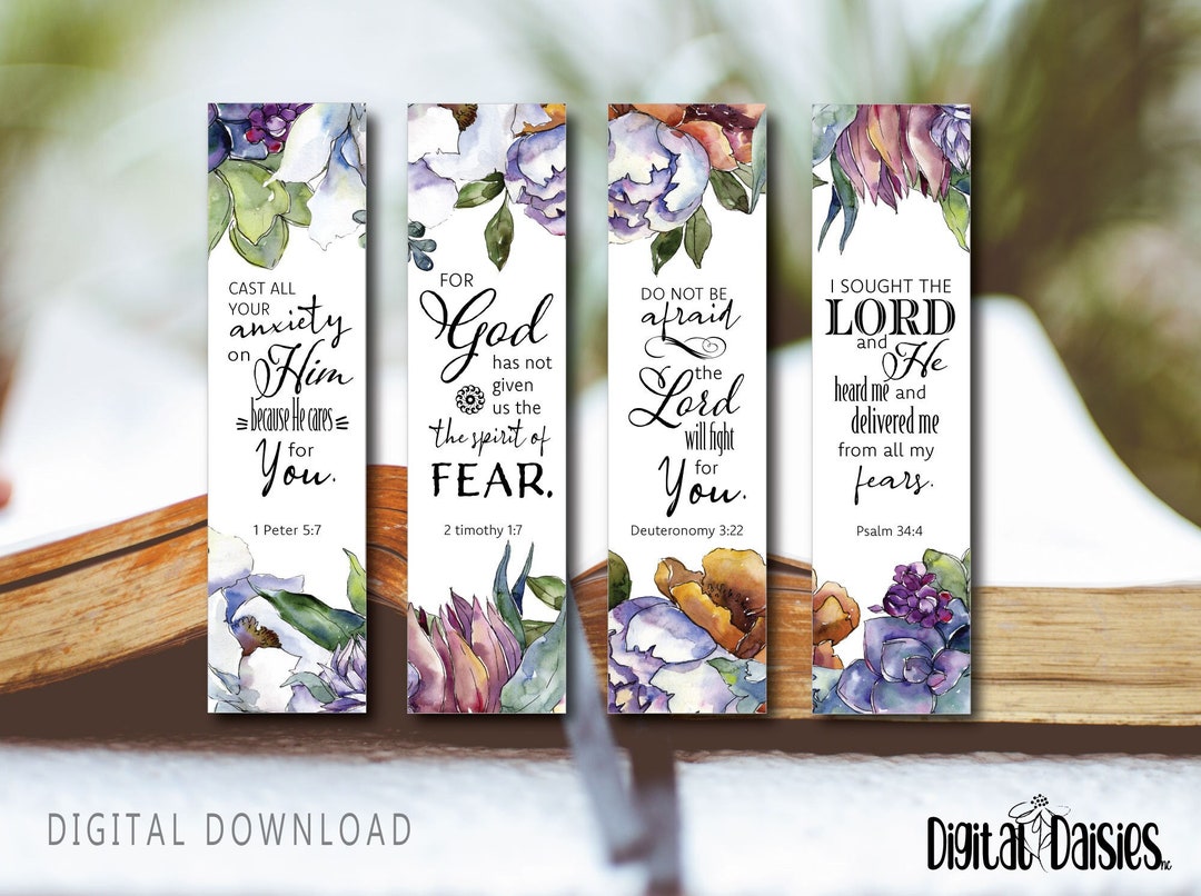 Bible Verse Digital Bookmarks Set #3, Religious Inspirational Bookmark ...