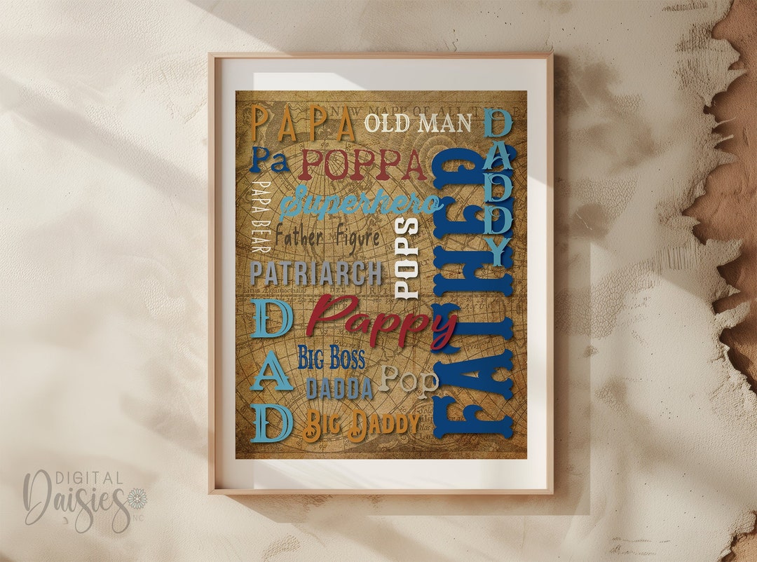 Father Names Word Printable Wall Art, Instant Download, DIGITAL Print ...