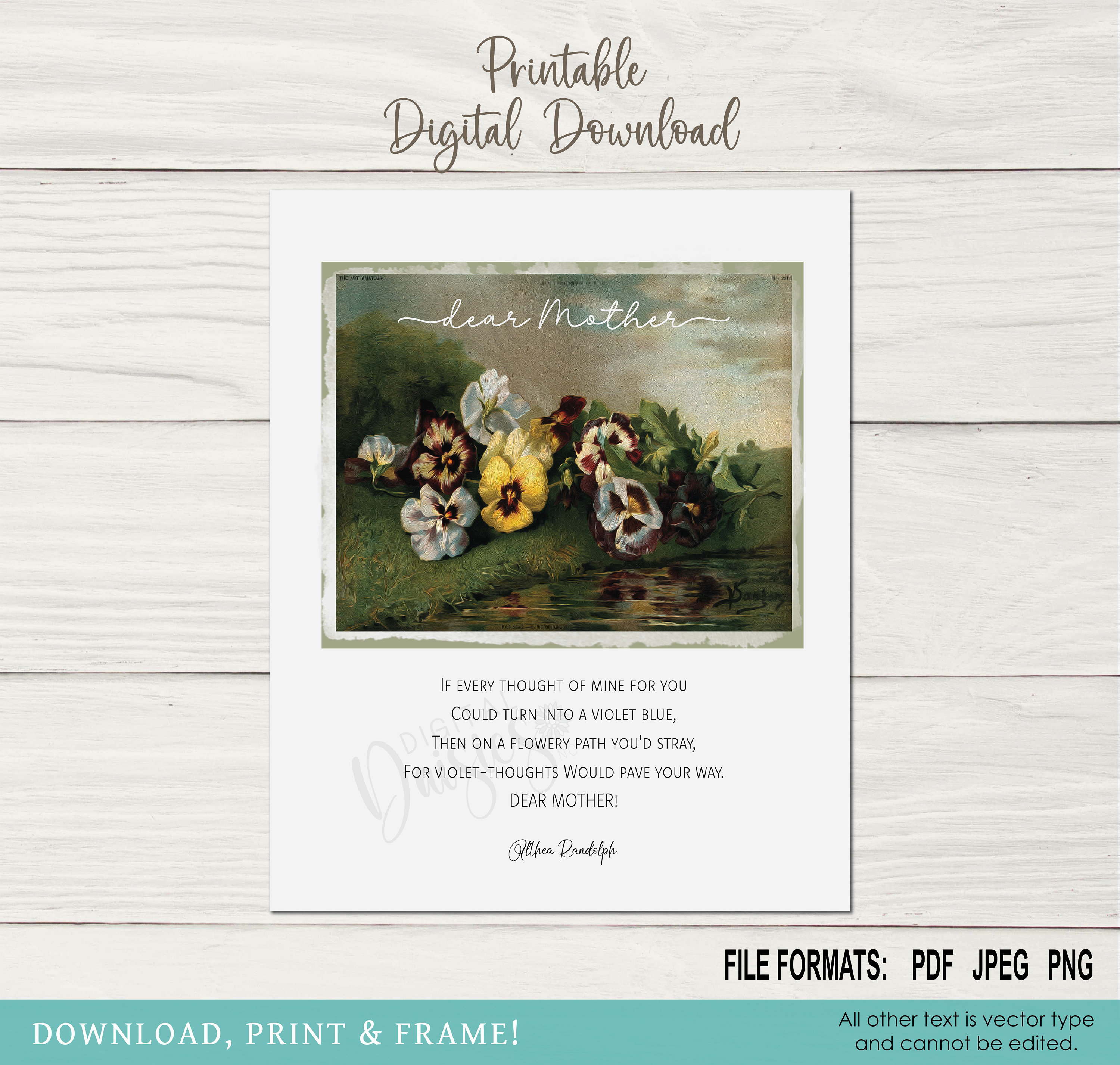 Dear Mom Poem Printable Wall Art, Instant Download, DIGITAL Print Wall ...