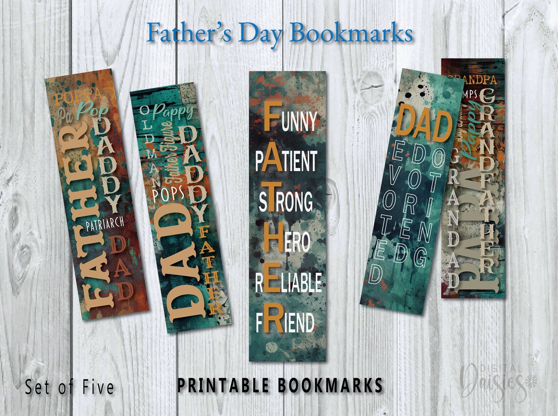 Father Names Printable Bookmark Set, Printable Bookmark, Reading ...