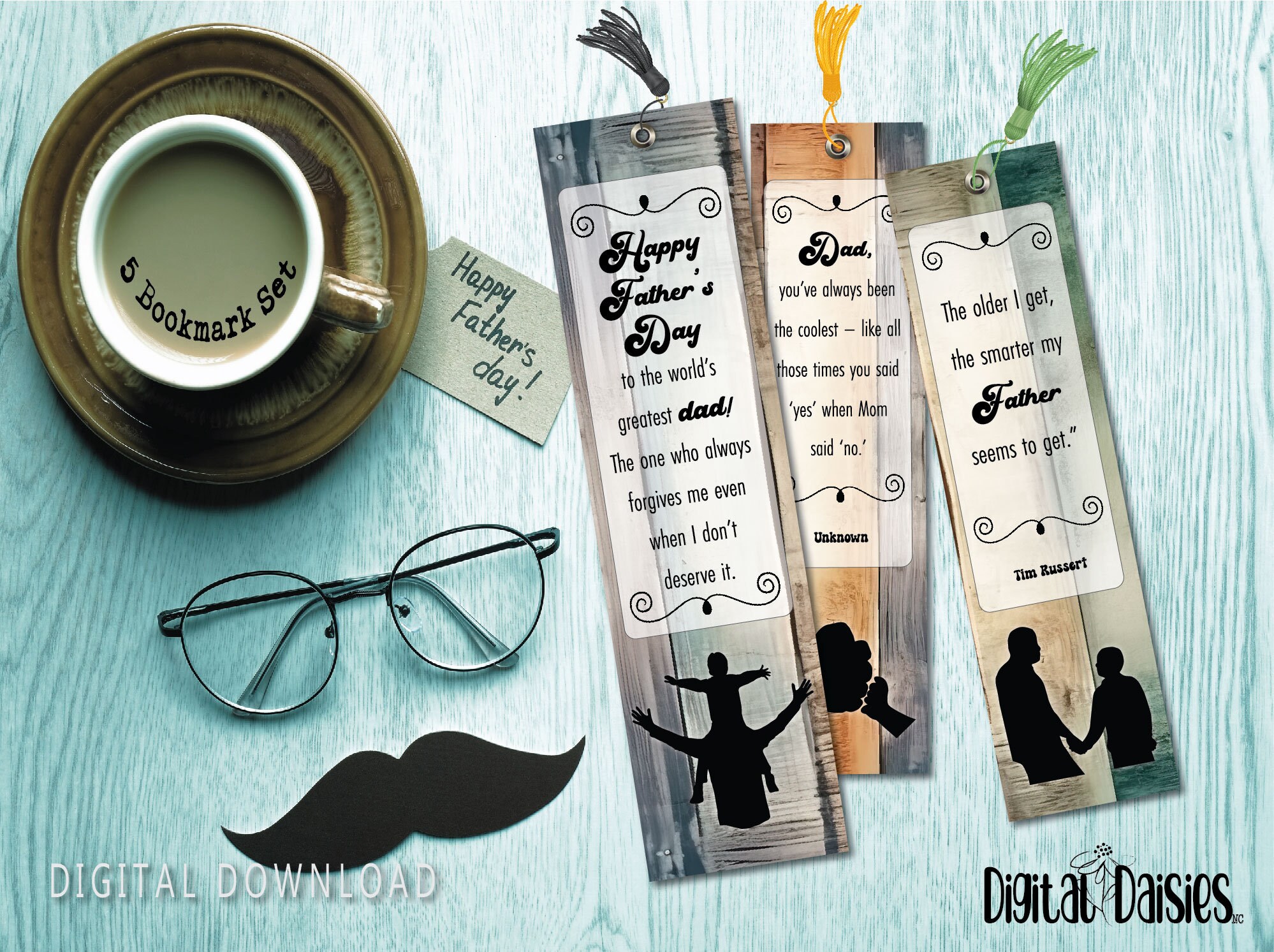 Father and Son Bookmark Set, Printable Reading Bookmark, Instant ...