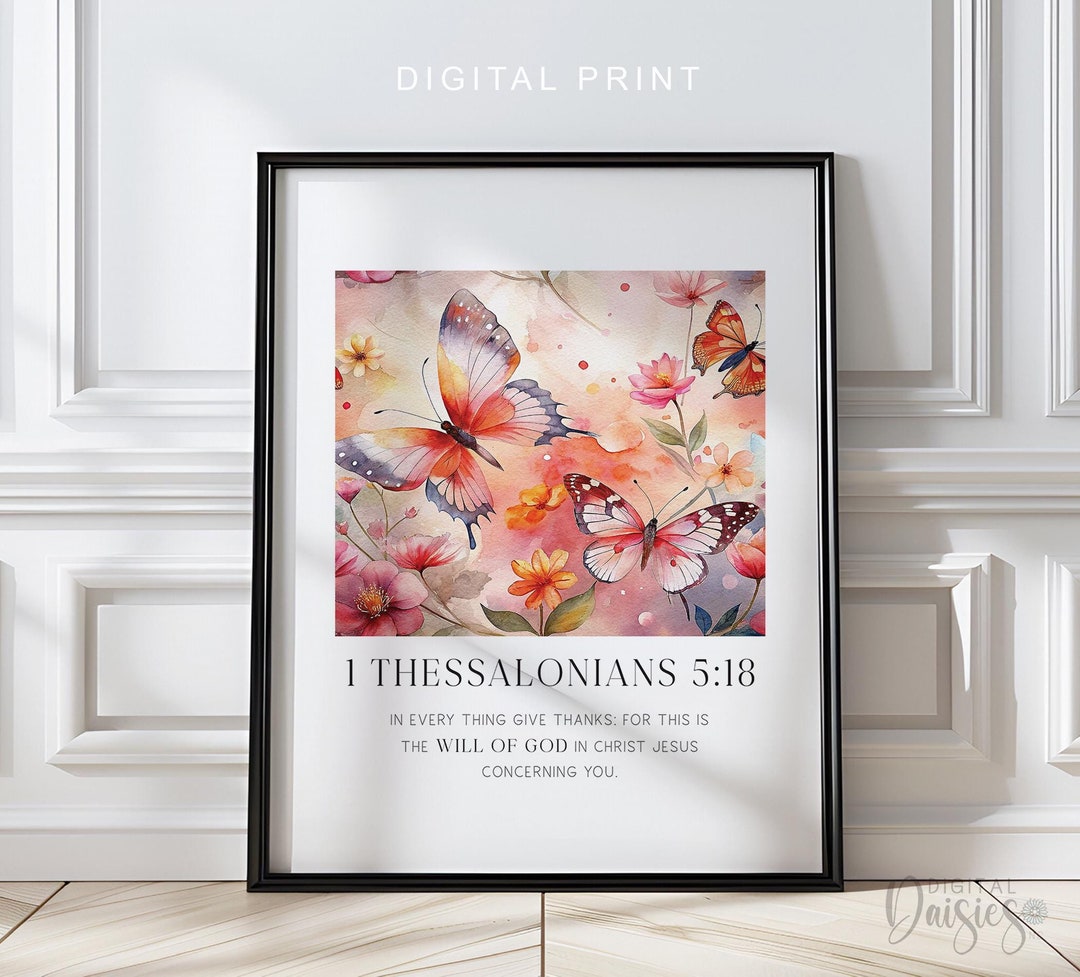 Butterfly Bible Verse Watercolor Print: Christian Botanical Decor ...