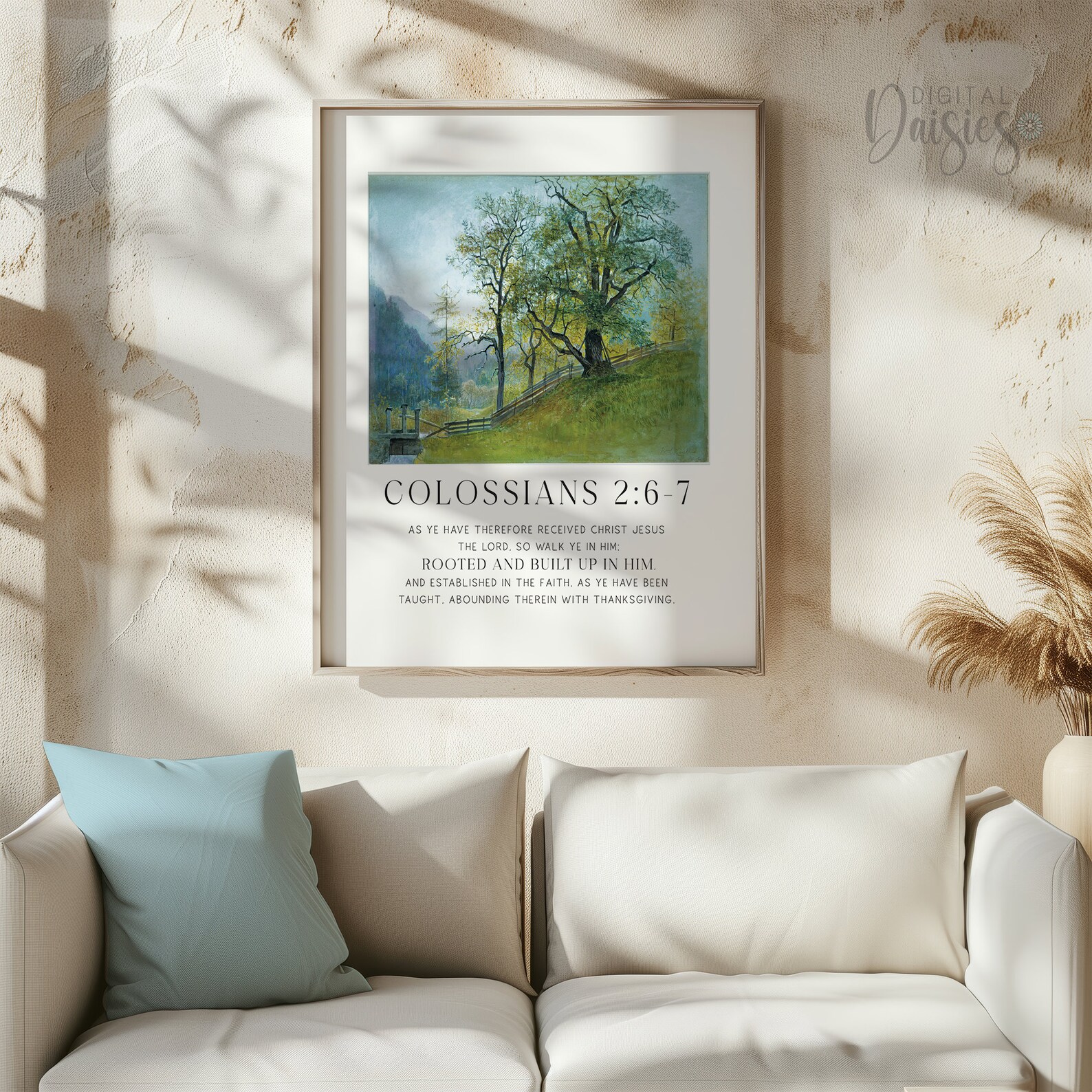 Colossians 2:6-7 Bible Verse Wall Art, Vintage Gallery Tree Scripture ...