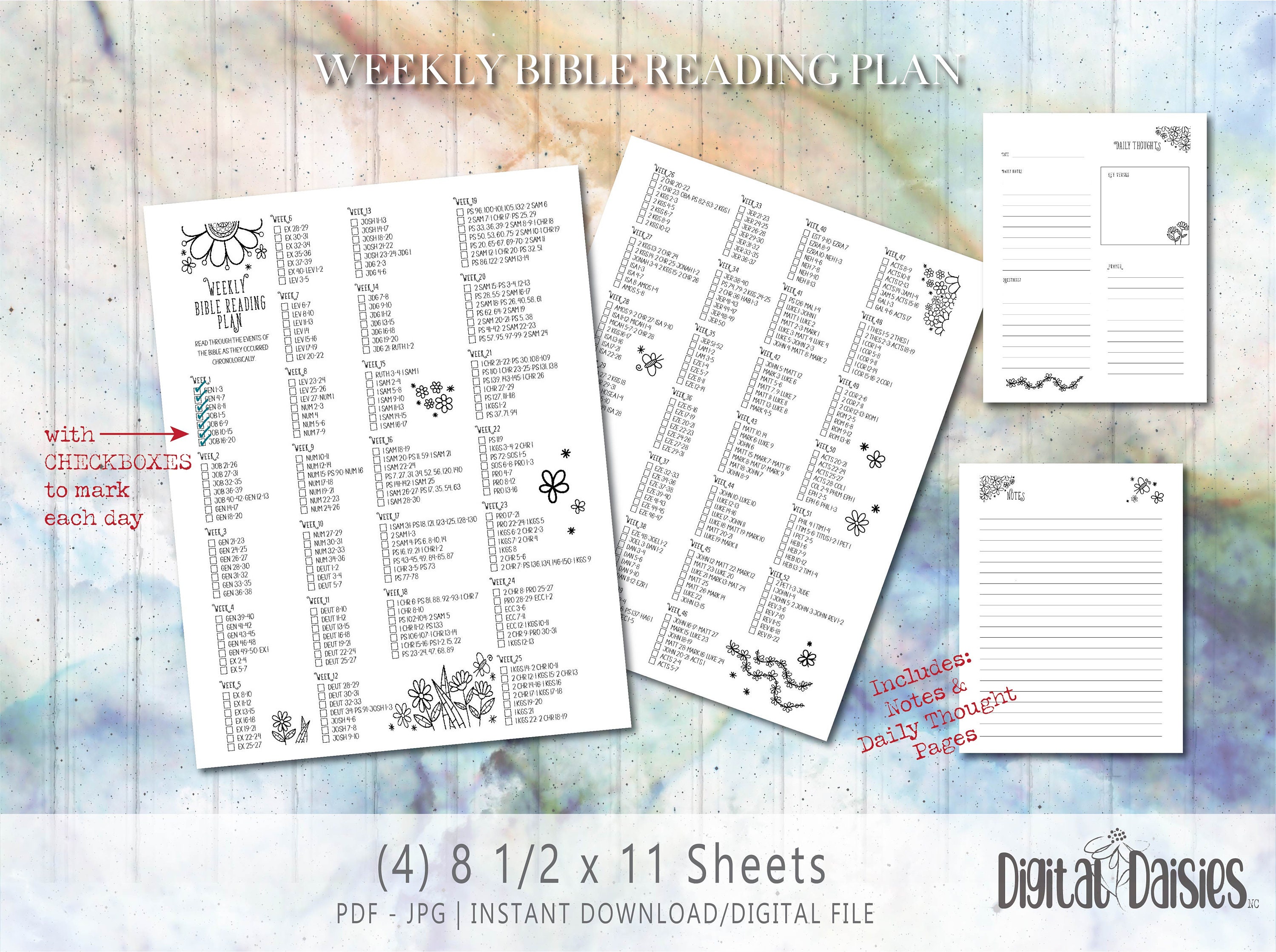 Chronological Bible Reading Plan, Yearly Bible Reading, Instant ...