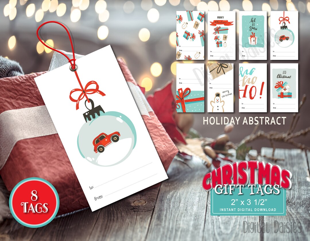 Holiday Printable Gift Tags, Set of 8 Christmas Gift Tags, Ready to ...