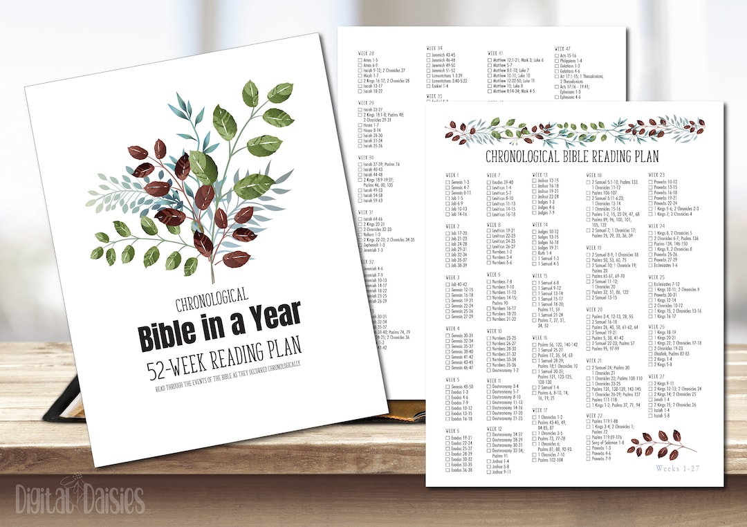 Chronological Bible Reading Plan, Yearly Bible Reading, Instant ...