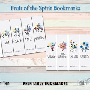 Fruit of the Spirit Bookmark Set, Galatians 8:22-23, Set of 10 Bookmark ...