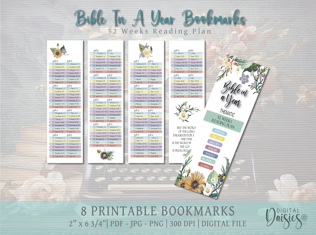 Bible in A Year Digital Bookmarks, Bookmarks INSTANT Digital Download ...