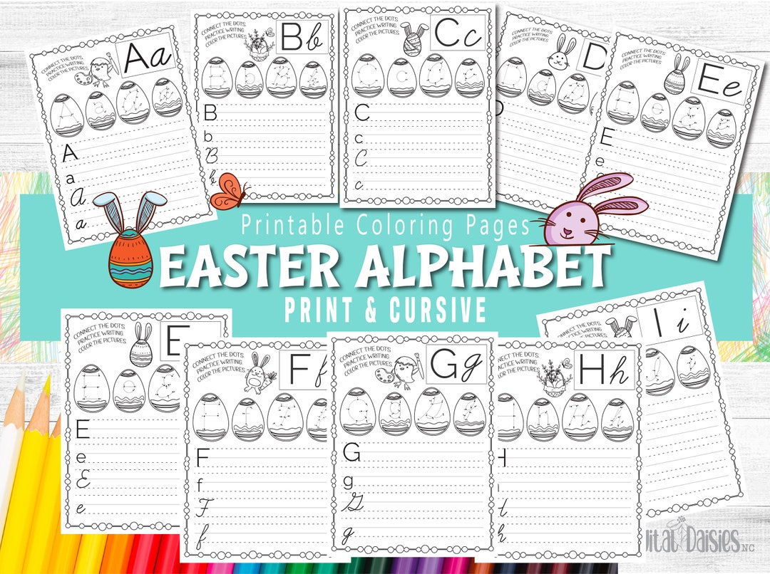 Easter Alphabet Coloring Pages for Kids, Preschoolers Toddlers ...