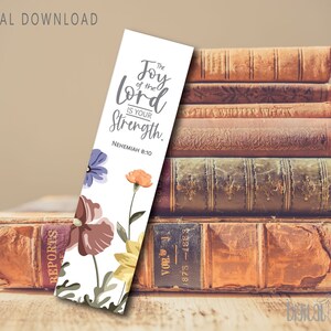 Scripture Floral Digital Bookmark Set, Faith Strength Bookmarks ...