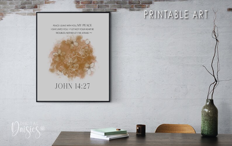 John 14:27 Bible Verse Printable Wall Art, Instant Download, DIGITAL ...