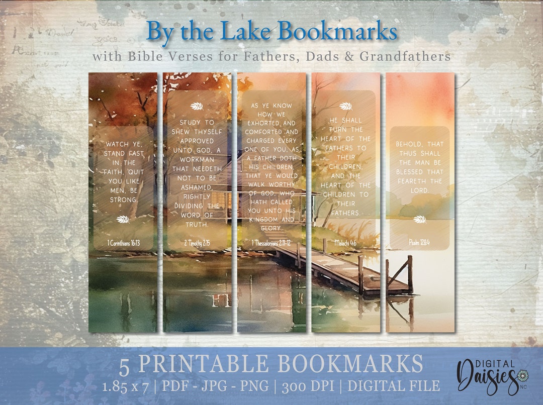 By the Lake Gold Bookmark Set, Scripture Bookmark, Gift for Fathers ...
