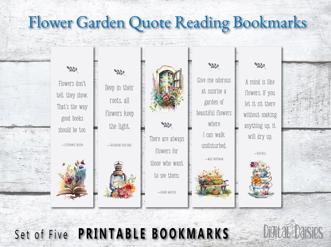 Flower Quote Printable Bookmark Set Printable Bookmark - Etsy