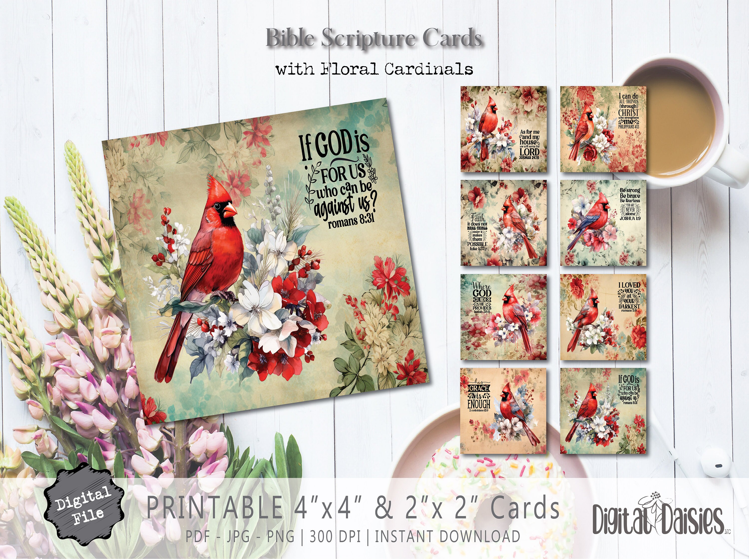 Scripture Verse Cards 4x4 2x2, INSTANT Digital Download PNG, Religious ...