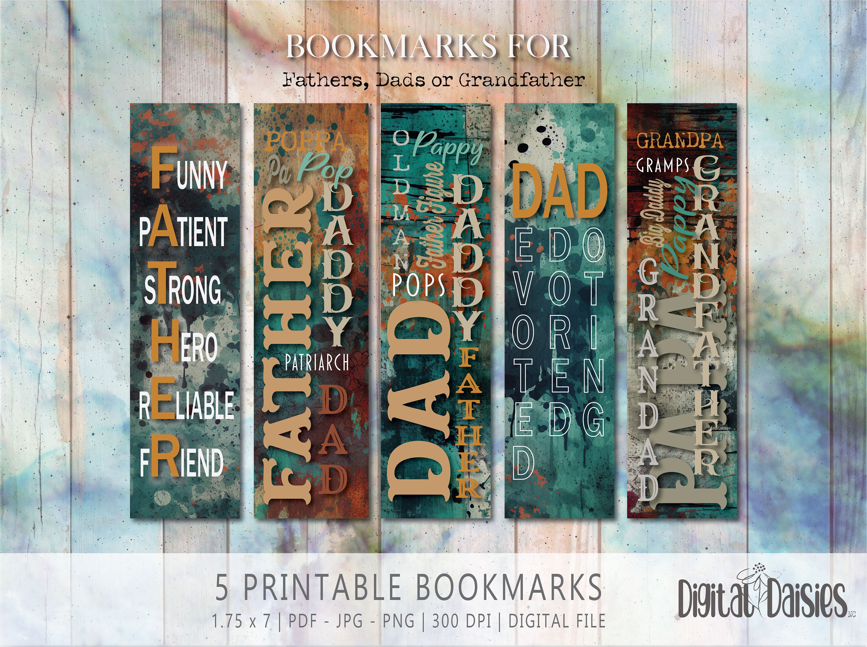 Father Names Printable Bookmark Set Printable Bookmark - Etsy