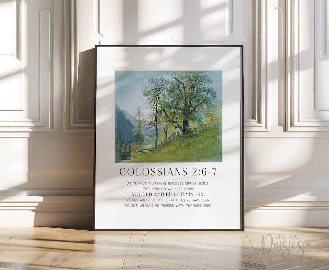 Colossians 2:6-7 Bible Verse Wall Art, Vintage Gallery Tree Scripture ...