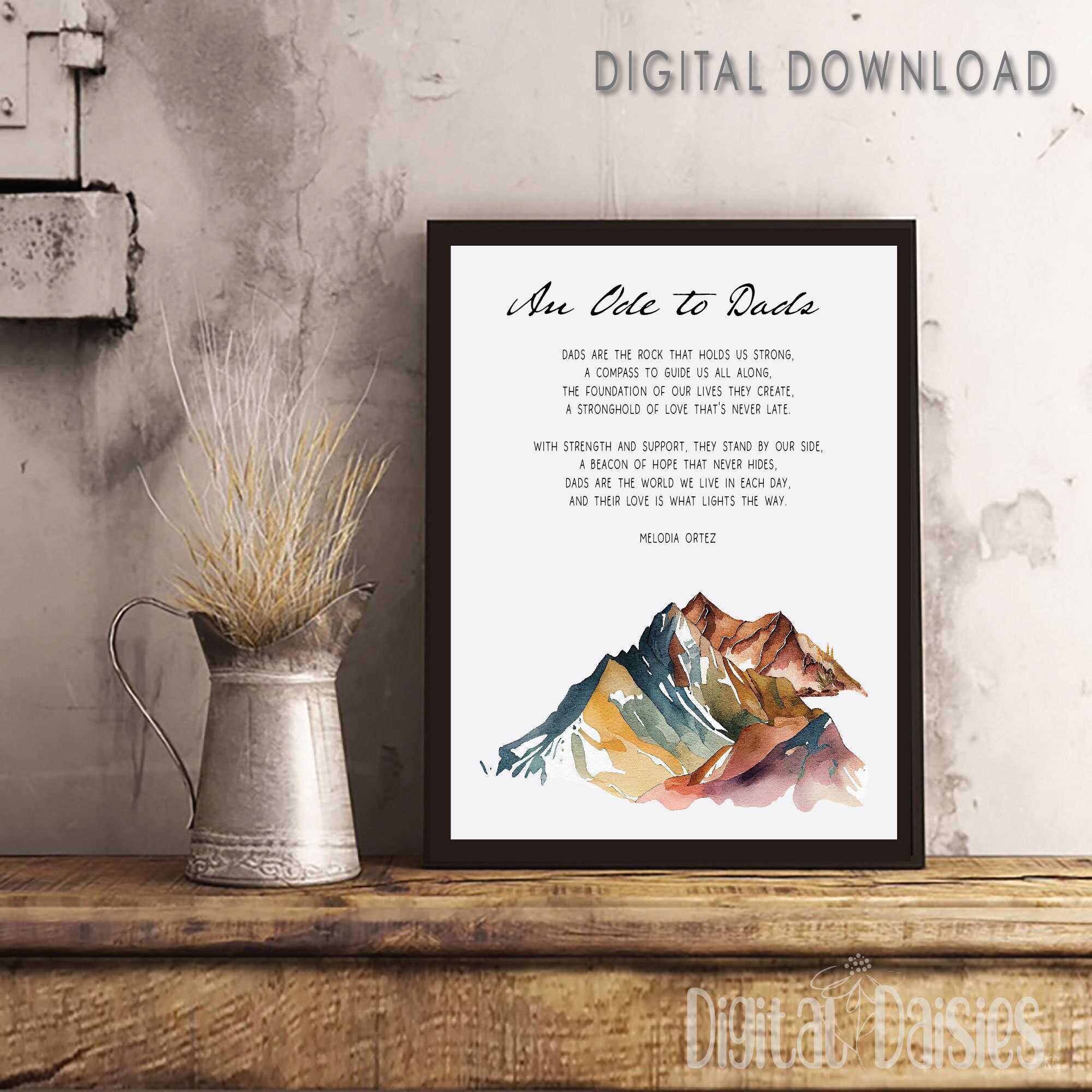 Ode to Dad Printable Wall Art, Instant Download, DIGITAL File Wall ...