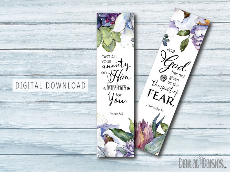 Bible Verse Digital Bookmarks Set #3, Religious Inspirational Bookmark ...
