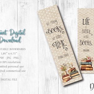 Reading Quote Bookmark Set, Printable Bookmark, Reading Bookmark ...
