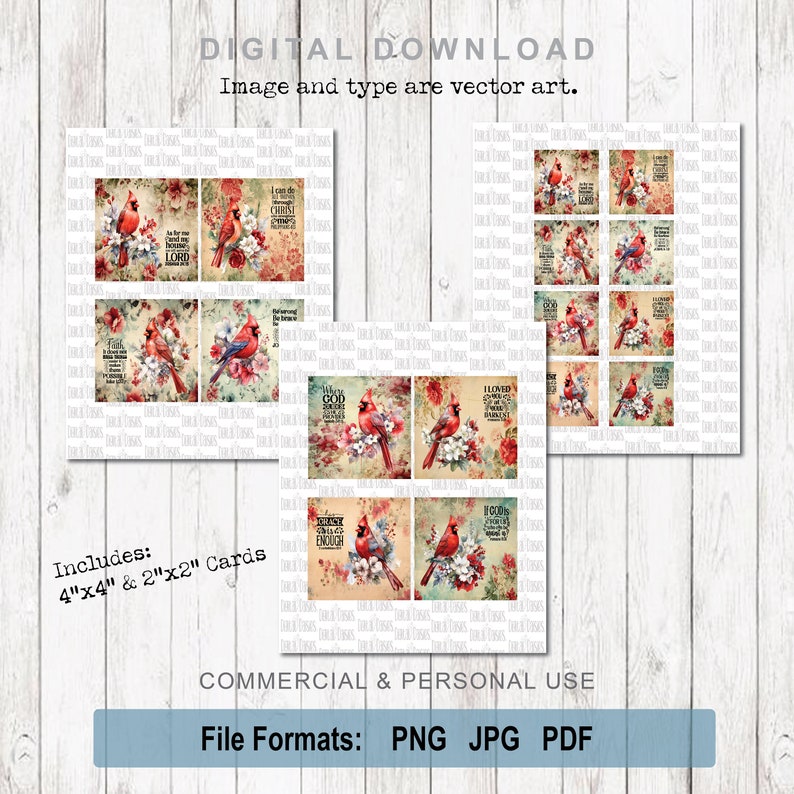 Scripture Verse Cards 4x4 2x2, INSTANT Digital Download PNG, Religious ...