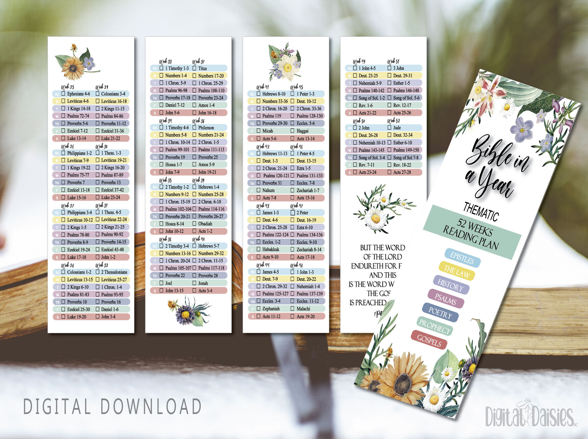 Bible in A Year Digital Bookmarks, Bookmarks INSTANT Digital Download ...