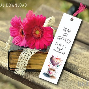 Heart Coffee Cup Bookmark Set, Coffee and Reading Bookmark, Bookmark ...