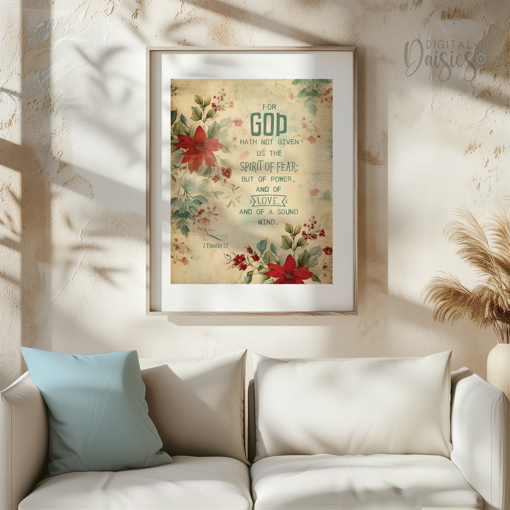 2 Timothy 1:7 Bible Verse Wall Art, Seek the Lord, Instant Download ...