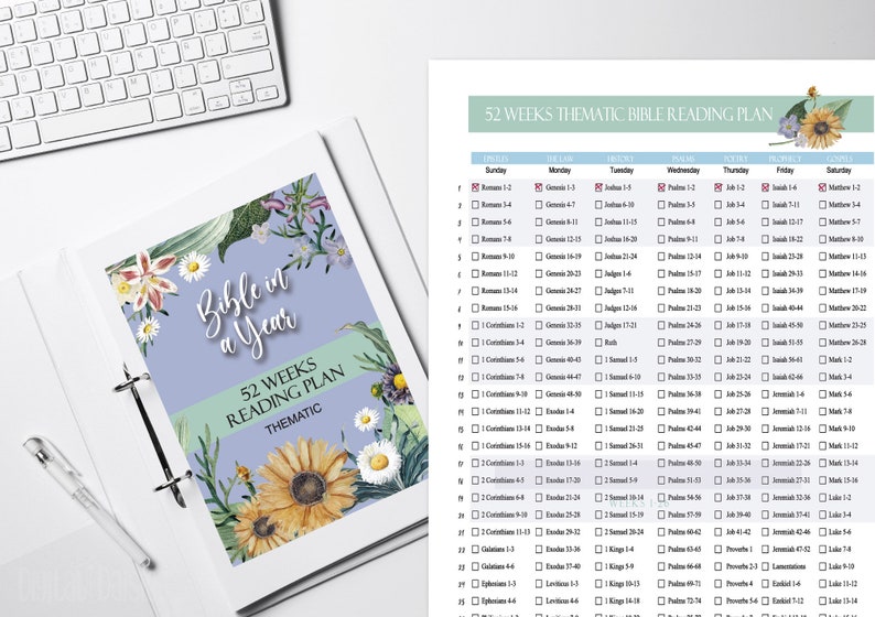 Bible Reading Plan, 52 Week Thematic, 365 Days Bible Reading, Instant ...
