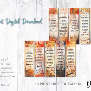 Fall Bible Verse Bookmarks: Autumn Scripture Scenes (digital Download ...
