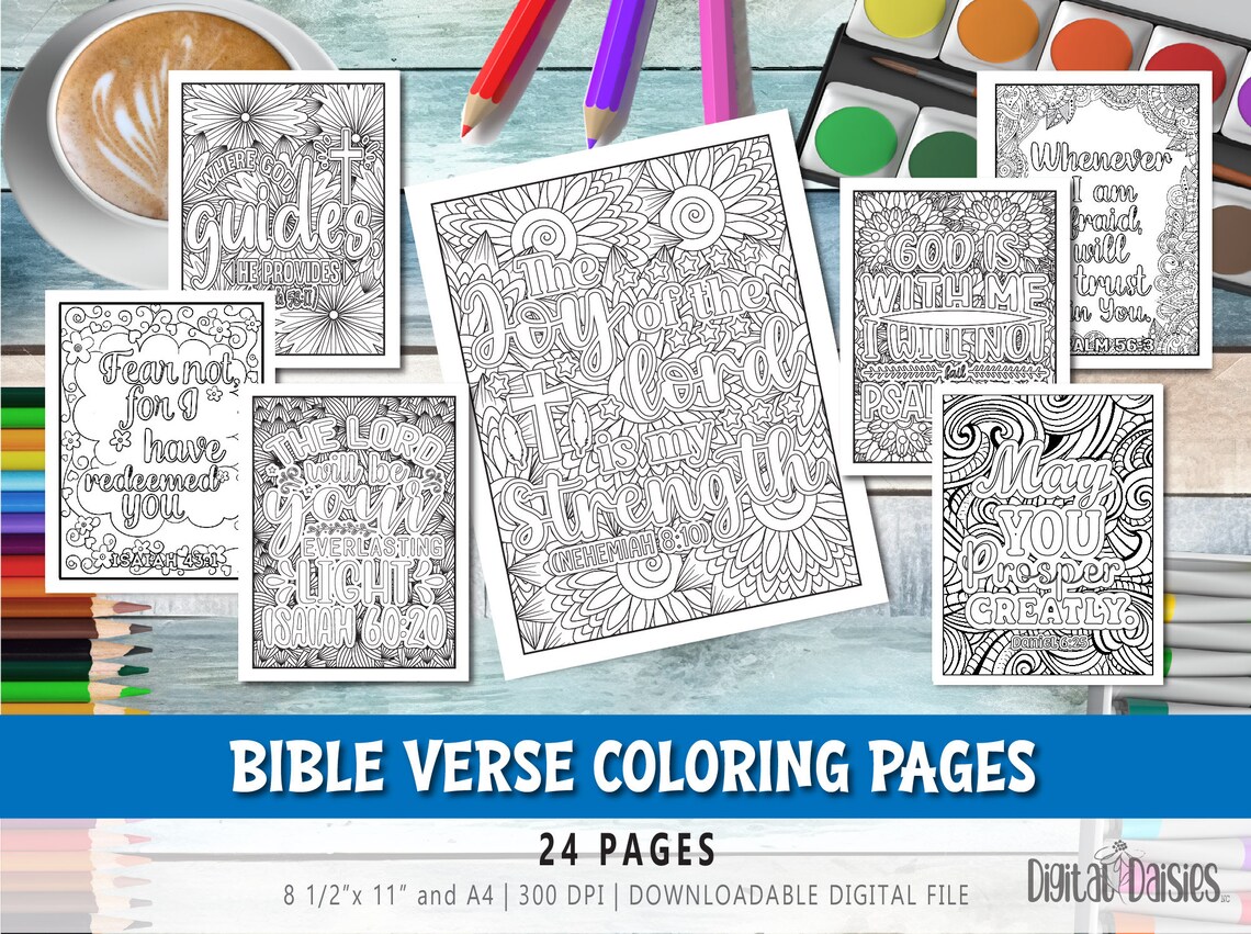 Bible Verse Scripture Coloring Book, Faith Based Coloring Book, Bible ...