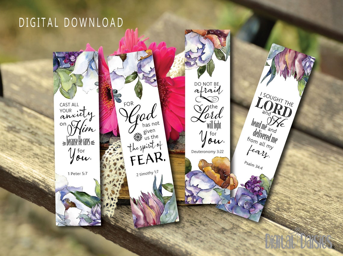 Bible Verse Digital Bookmarks Set #3, Religious Inspirational Bookmark ...